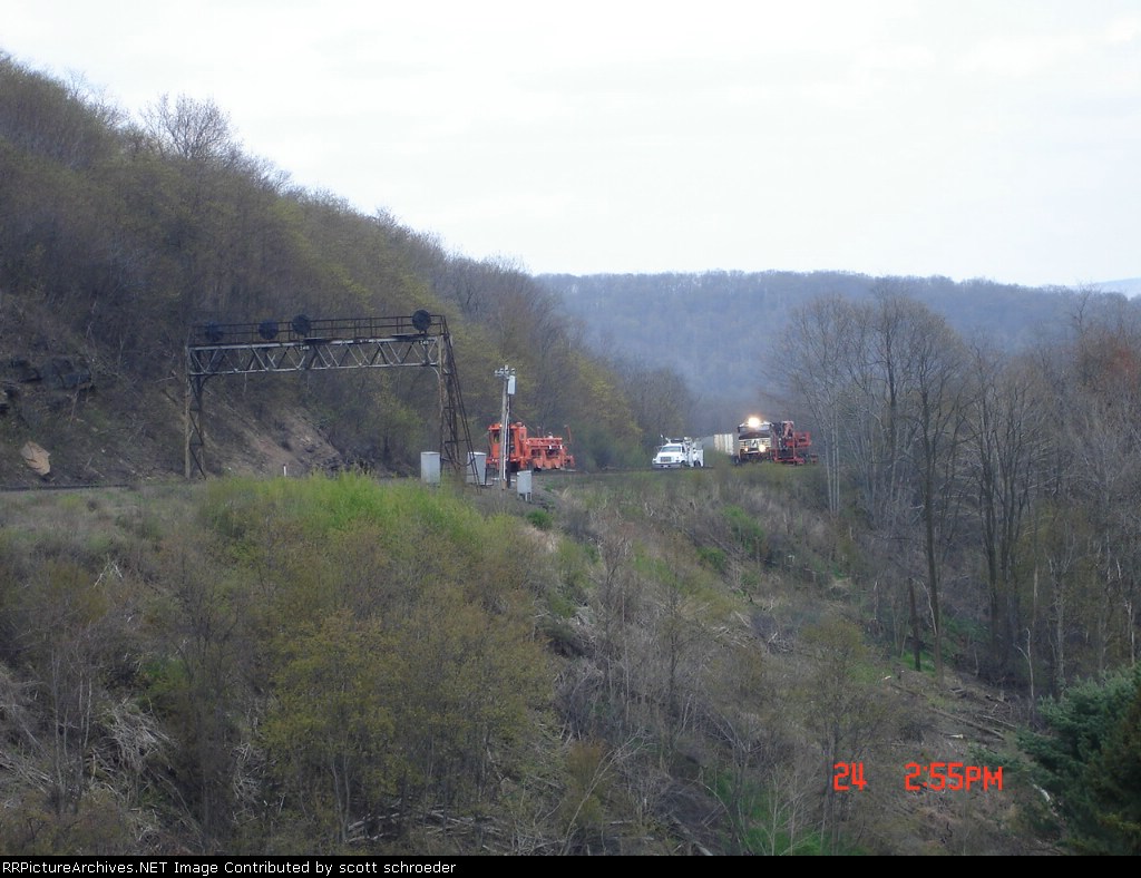 MP 241 Signal Bridge w/MOW Crew & WB NS Train